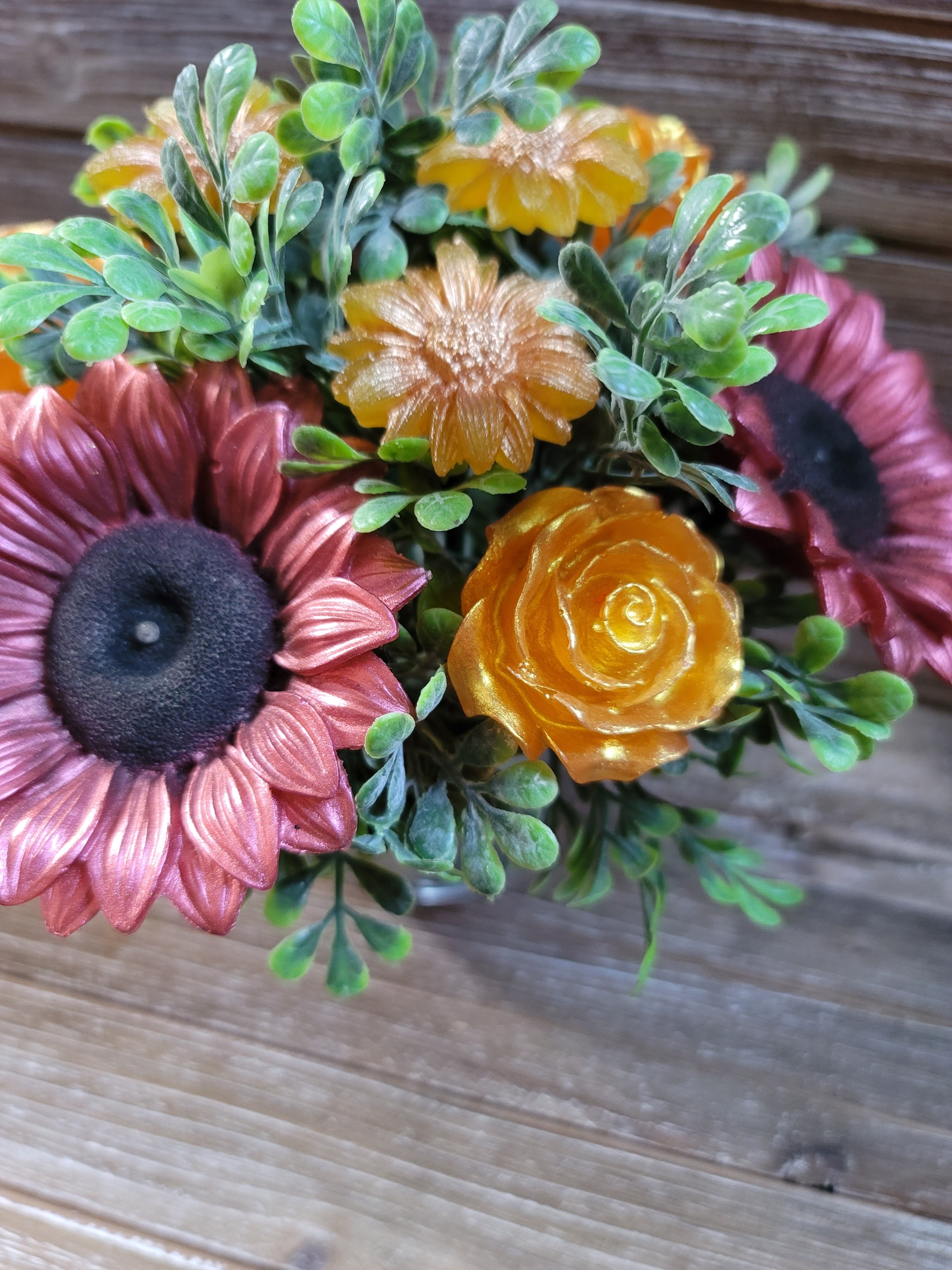 Maroon Sunflower and Rose Soap Bouquet – Arkansaw Soap Co